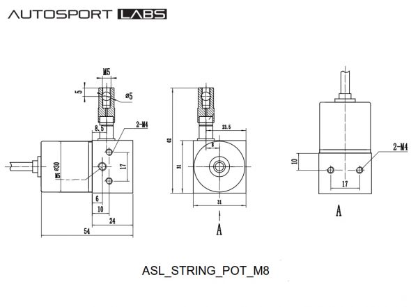 String potentiometer sensor, 500mm – Autosport Labs